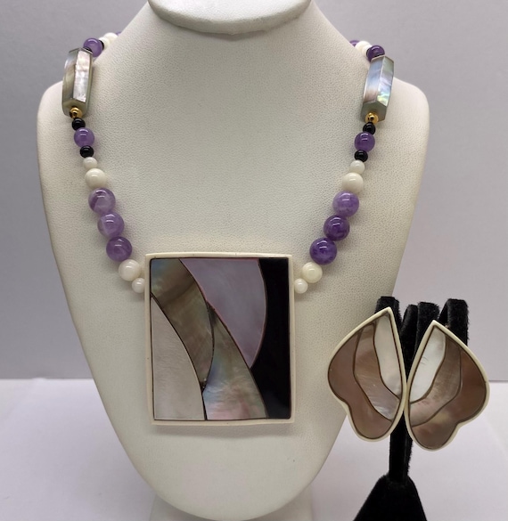 Vintage Signed Karla Jordan Modernist Mother Of Pearl… - Gem