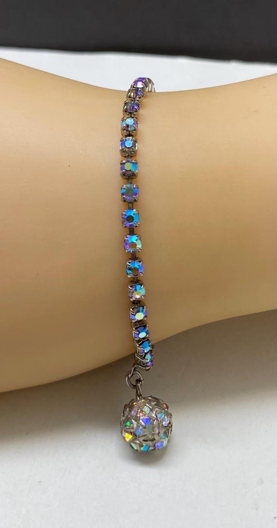 Vintage Weiss Aurora Borealis Rhinestone Bracelet - Gem