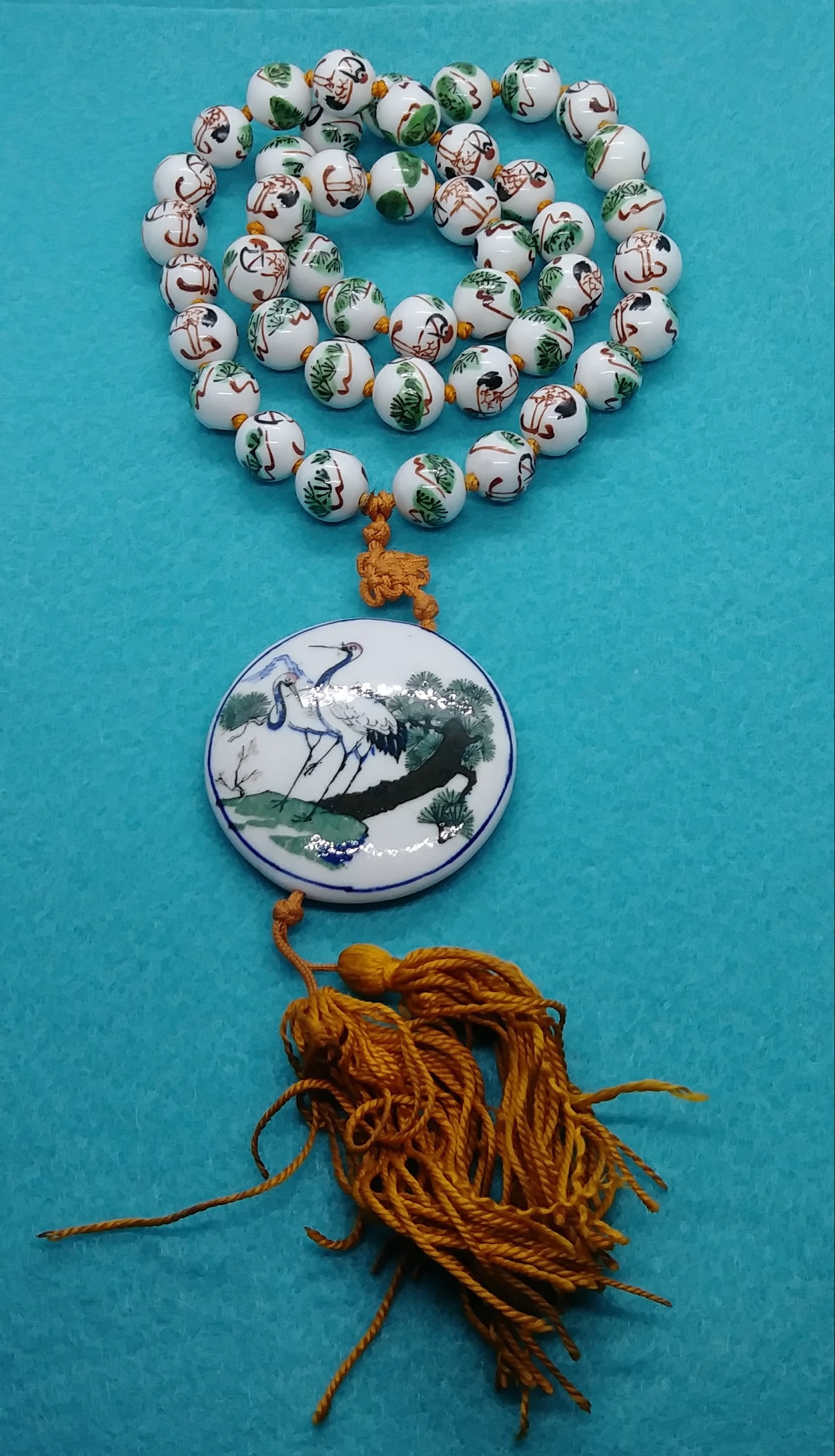 Antique Chinese Hand Painted Porcelain Bead Tossle Necklace - Etsy