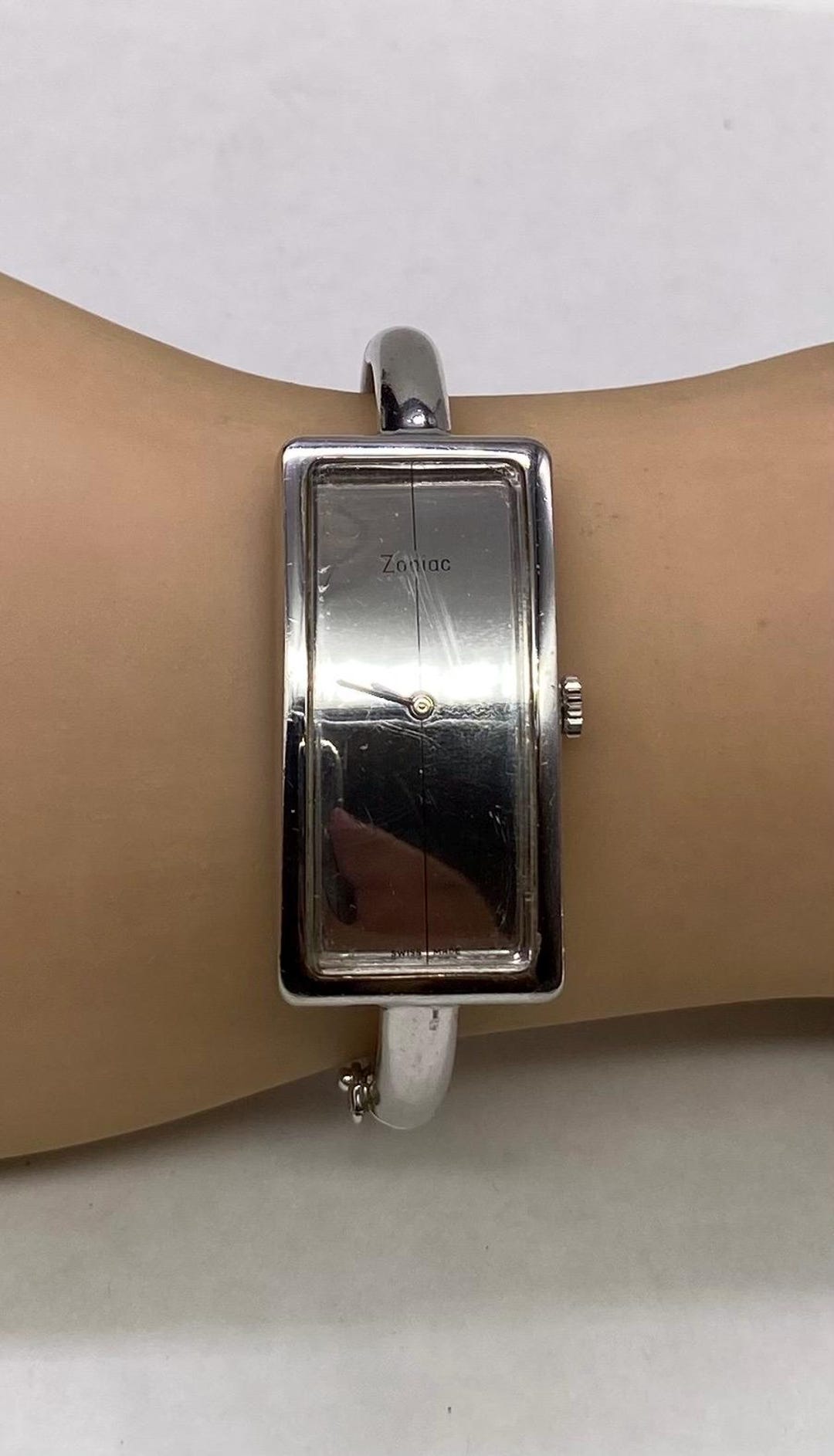 Vintage Rare Art Deco Silver Tone Zodiac Mechanical Ladies Hinge Cuff ...