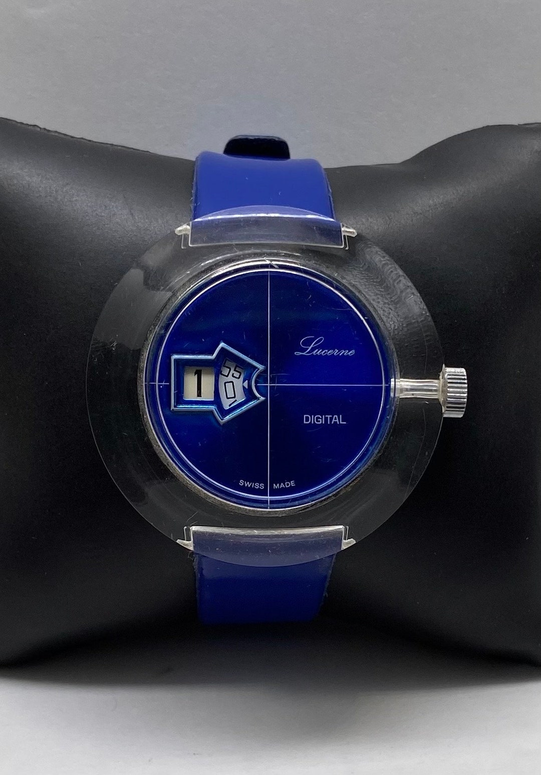 Vintage Art Deco Lucerne Lucite Blue Watch Digital Manual Wind Ladies ...