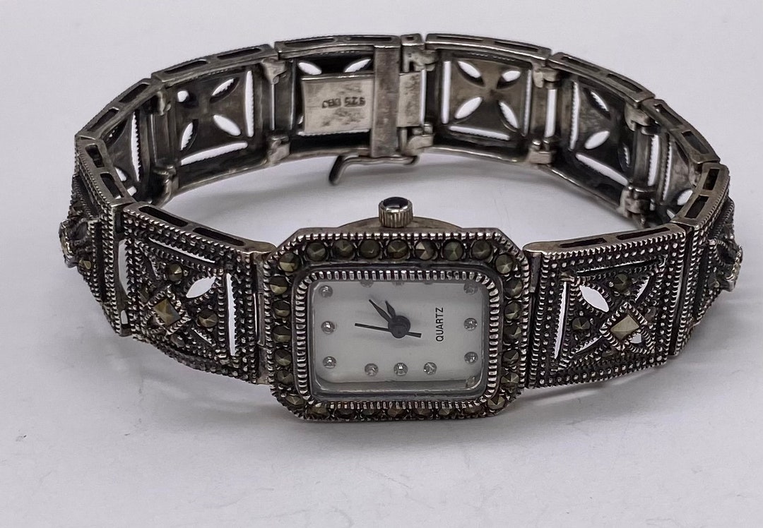 Vintage Art Deco Sterling Silver & Marcasite Ladies Watch - Etsy