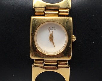 ANNE KLEIN Diamond Watch, Ladies Watch Gold Tone Chains Band, Elegant ...