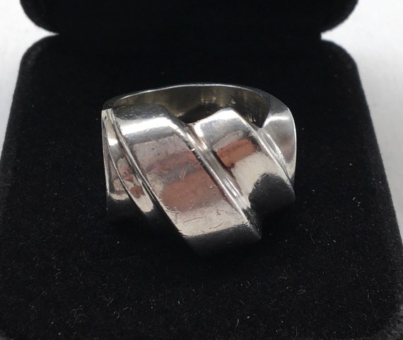 Vintage Sterling Silver Modernist Art Deco Ring - Gem