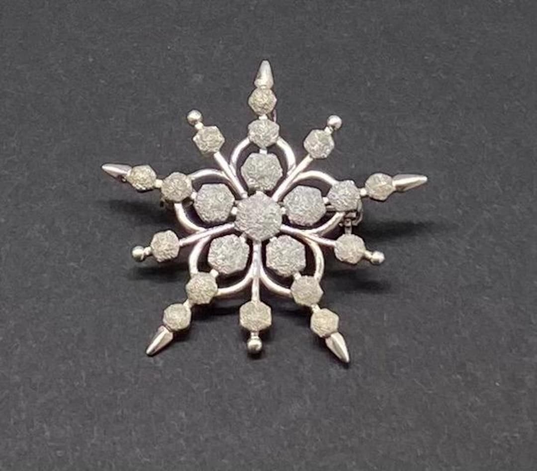 Vintage Sterling Silver Snowflake Brooch Pendant - Etsy