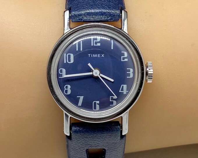 Vintage Timex Mechanical Blue Watch Classic Ladies Watch - Etsy