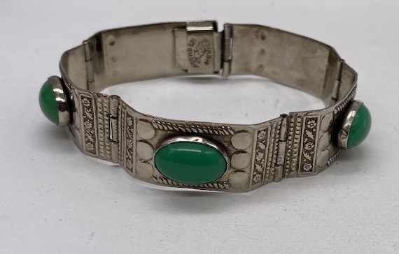 Vintage Art Deco Mechoen Mexico Sterling Green Turquo… - Gem