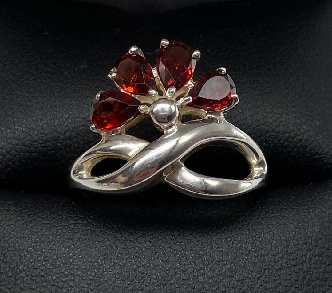 Vintage Art Deco Sterling Silver Garnet Infinity Ring Size 7.5 - Etsy
