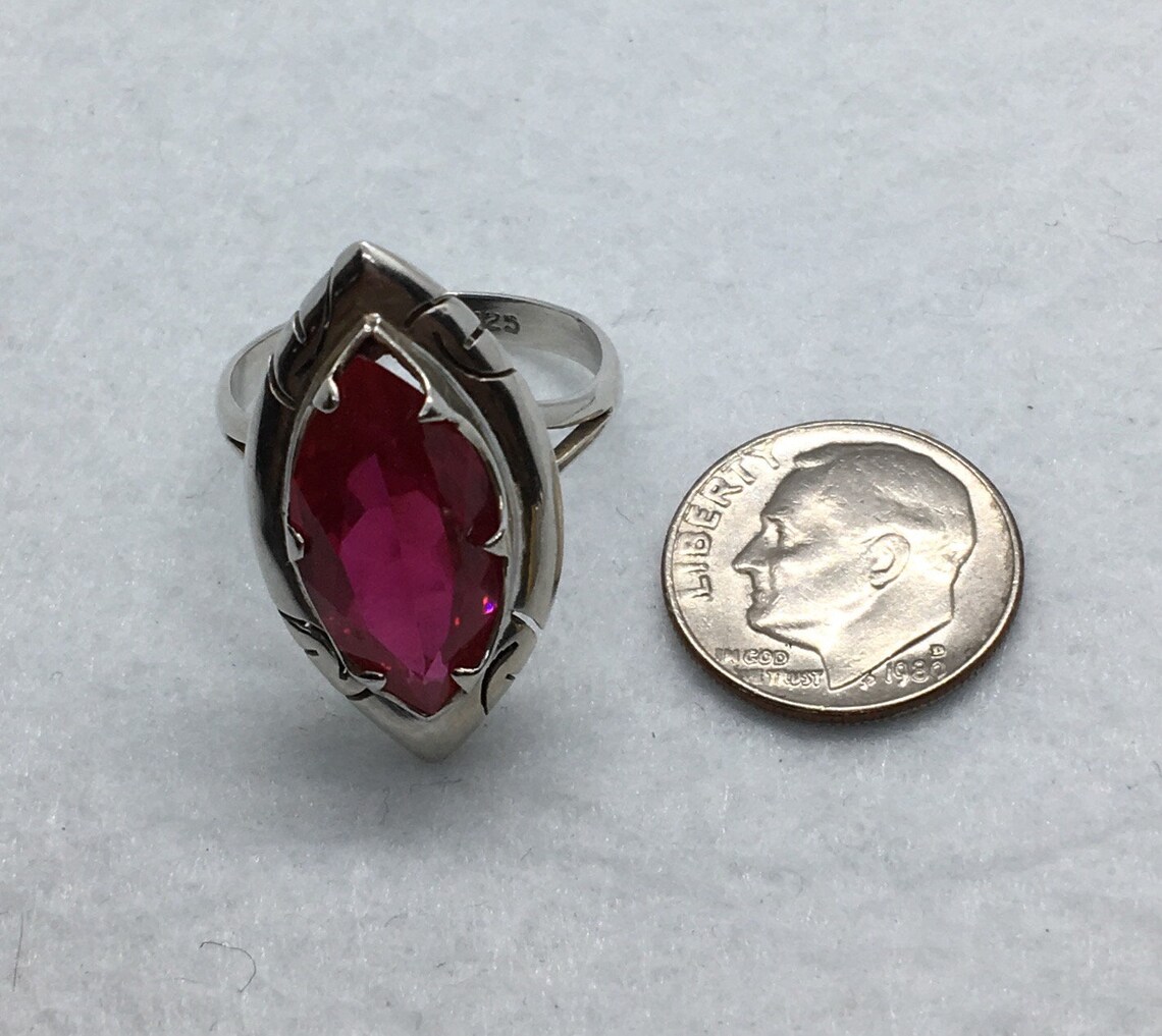 Vintage Jewelry Ruby Stone Sterling Ring - Etsy