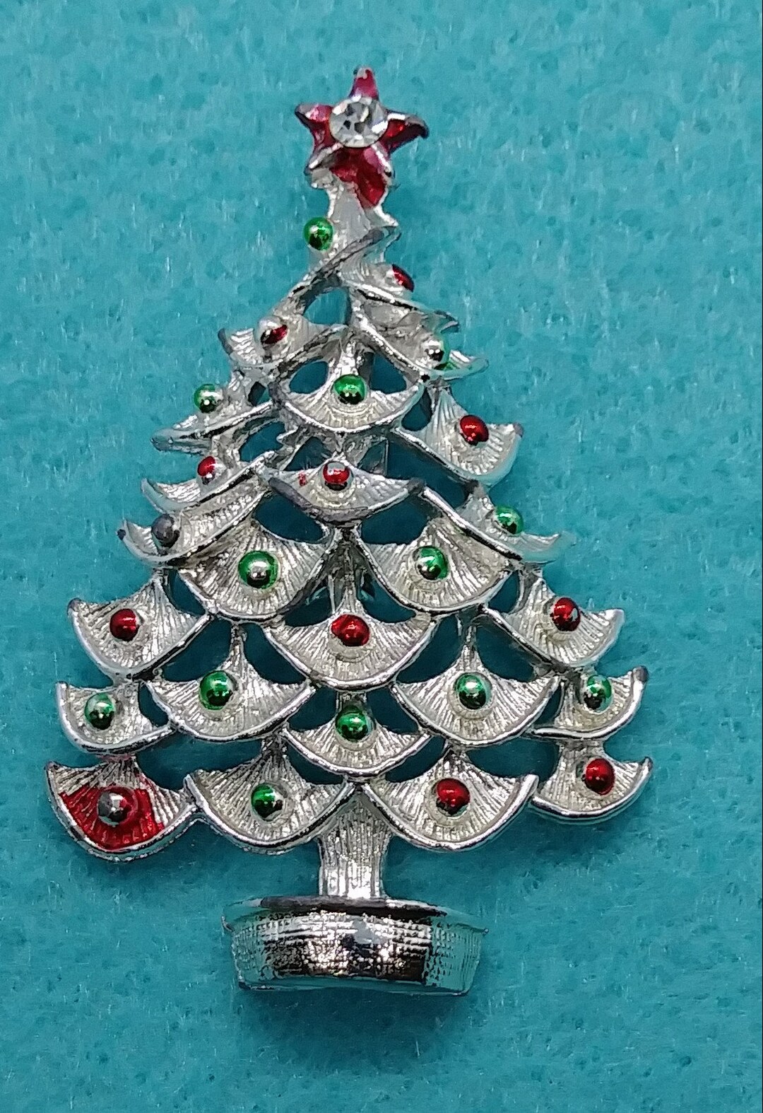 Vintage Christmas Tree Enamel Brooch Pin - Etsy