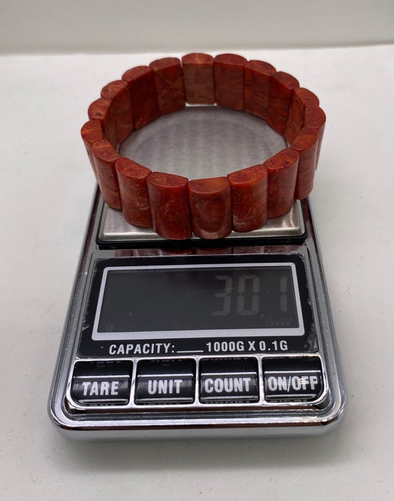Vintage Natural Sponge Red Coral Stretch Bracelet - Gem