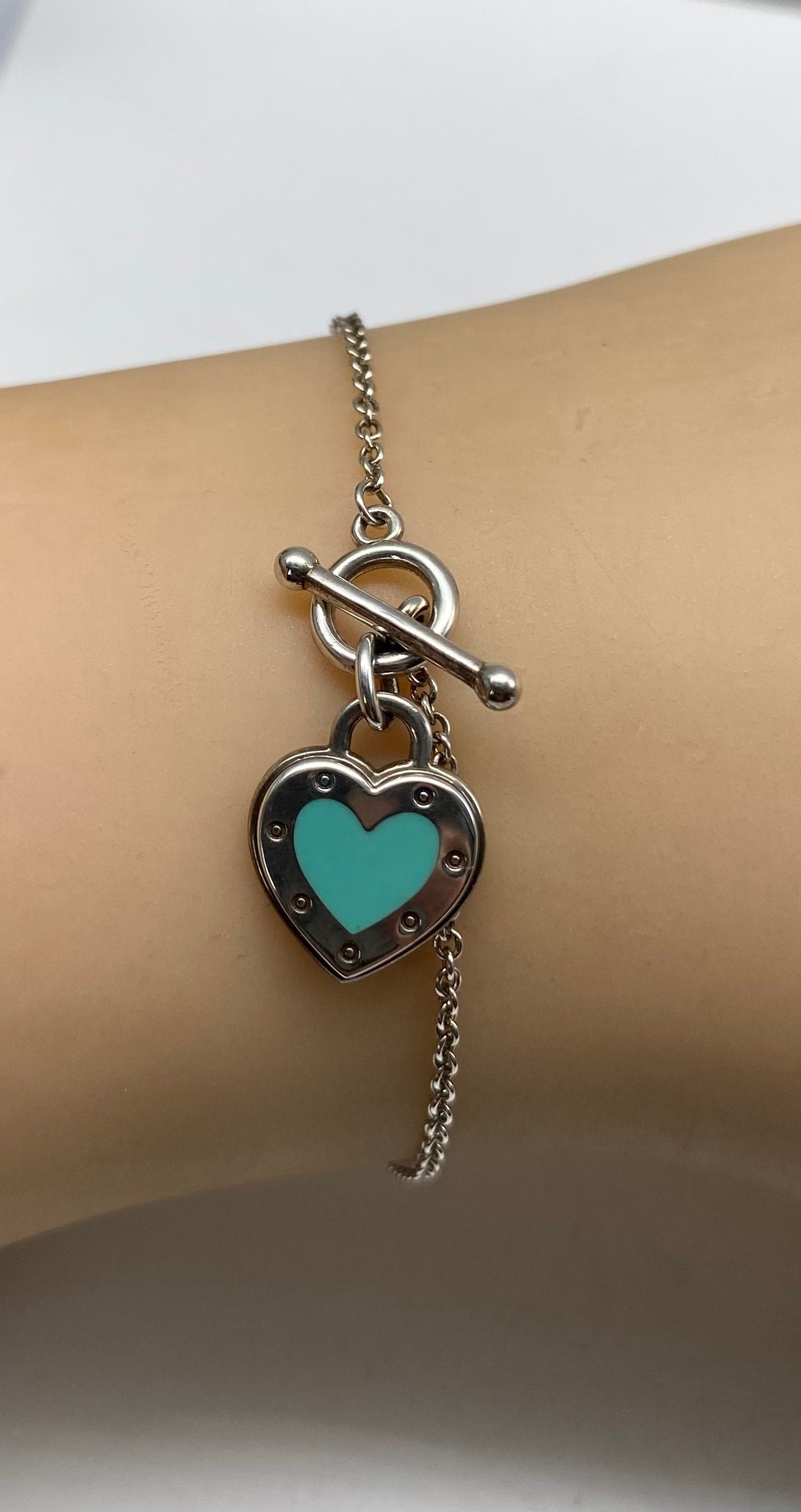 Tiffany Co. 925 Sterling Please Return to Tiffany Co. NYC Love Mini Blue Enamel Heart Tag Charm Toggle Bracelet Etsy Denmark