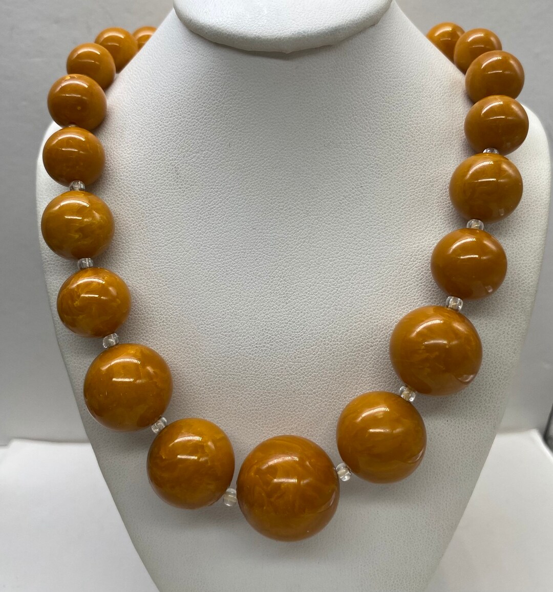 Antique Marbled Bakelite Yellow Butterscotch Round Graduated Bead ...
