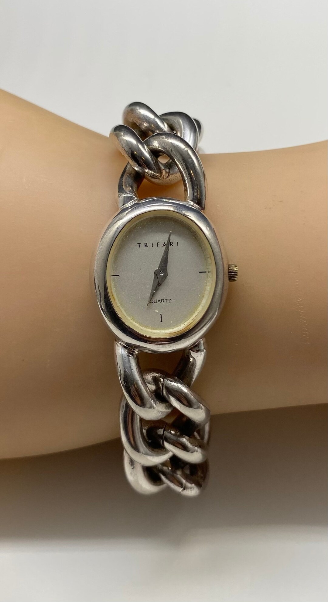 Vintage Trifari Watch Chunky Silver Tone Watch Bracelet - Etsy