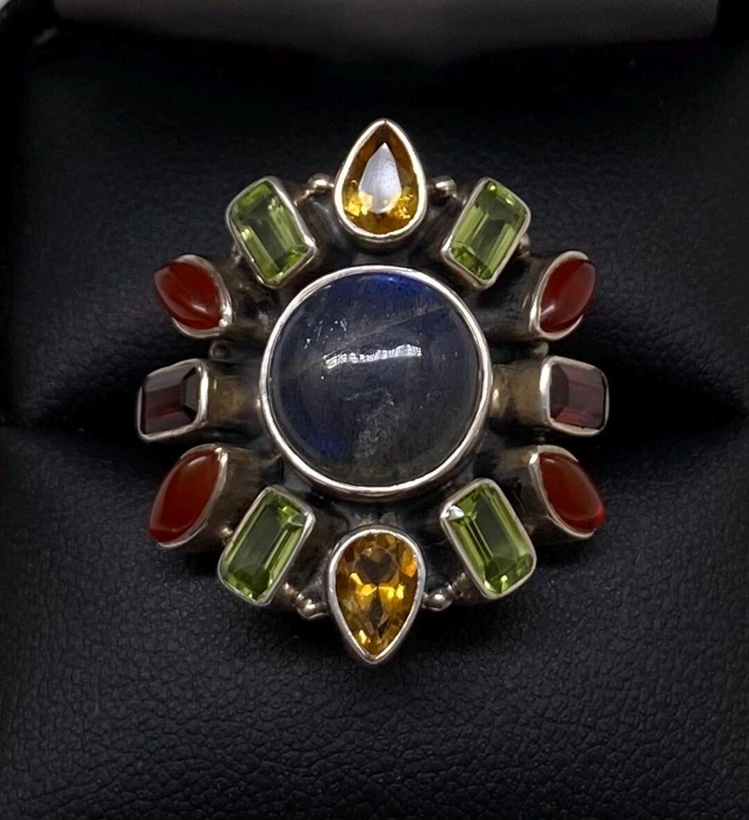 Vintage Nicky Butler Sterling Silver Multi Gemstone Cluster Ring Size 7 ...
