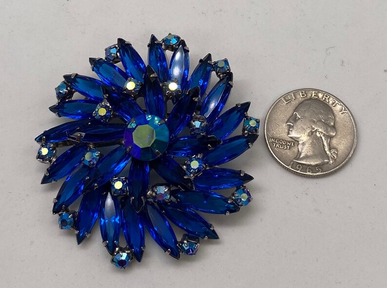 Vintage Juliana Deep Blue Crystal Rhinestone Starburst Large - Etsy