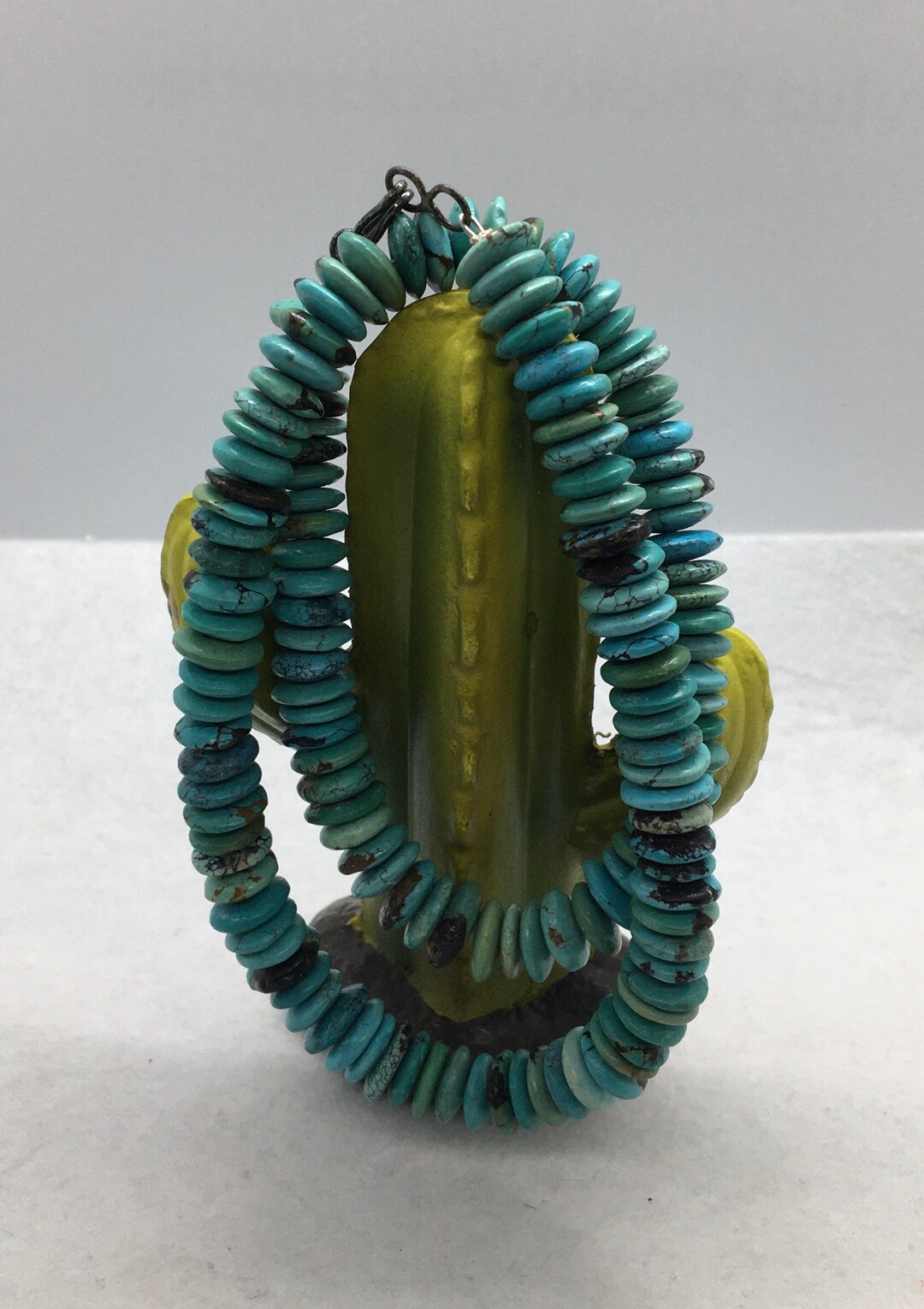 Vintage Natural Turquoise Disc Bead Southwest Jewelry Necklace Sterling ...