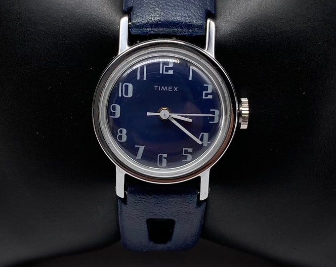 Vintage Timex Blue Dial Mechanical Watch - Etsy