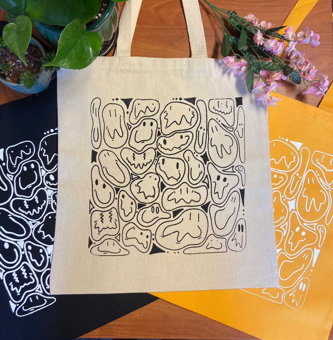Smiley Face Tote Bag - Etsy