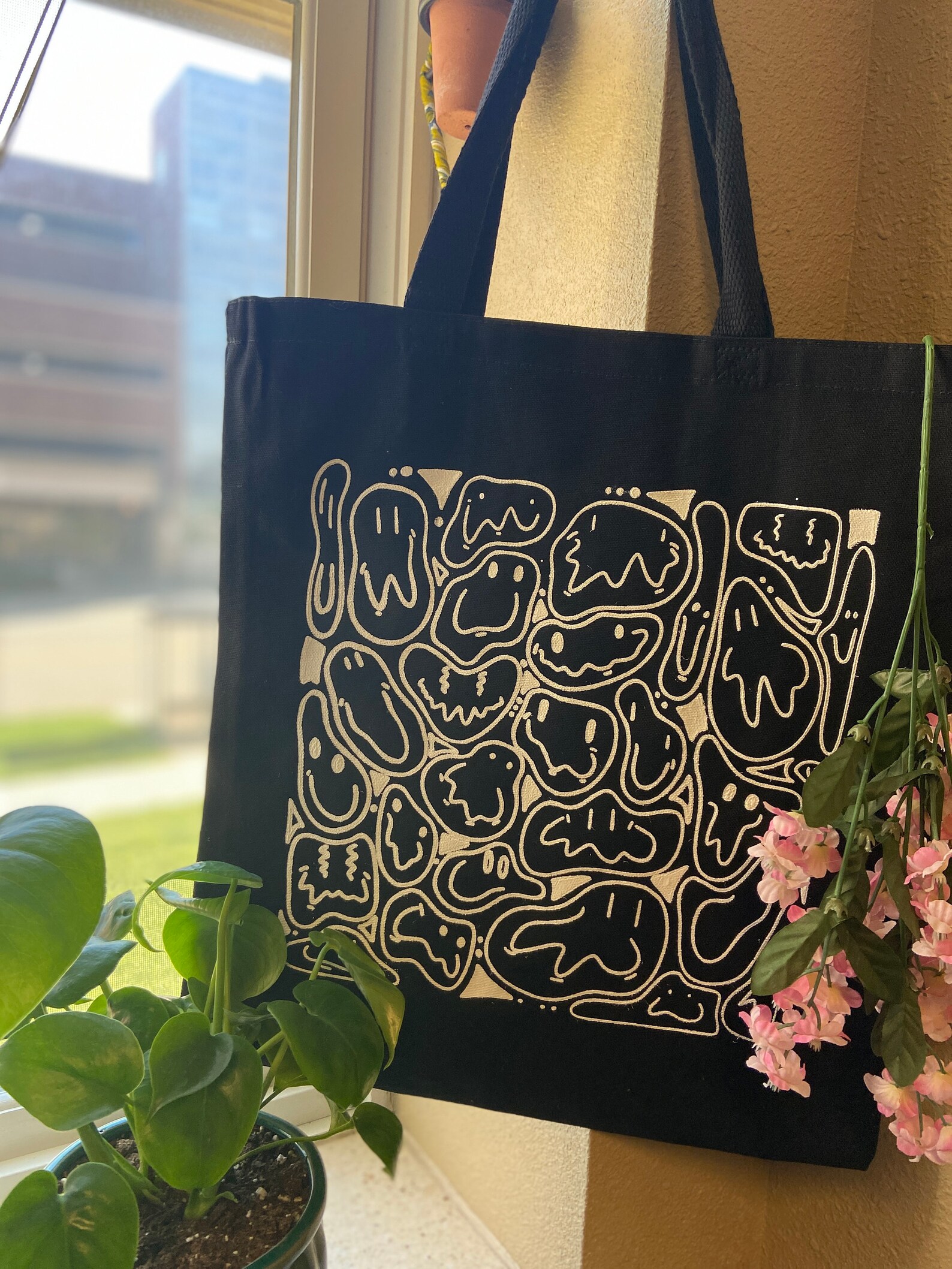 Smiley Face Tote Bag - Etsy UK