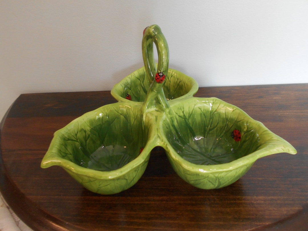 Pier 1 Ladybug Garden 3 Section Dip Bowl, Lady Bug Ceramic Dip or ...