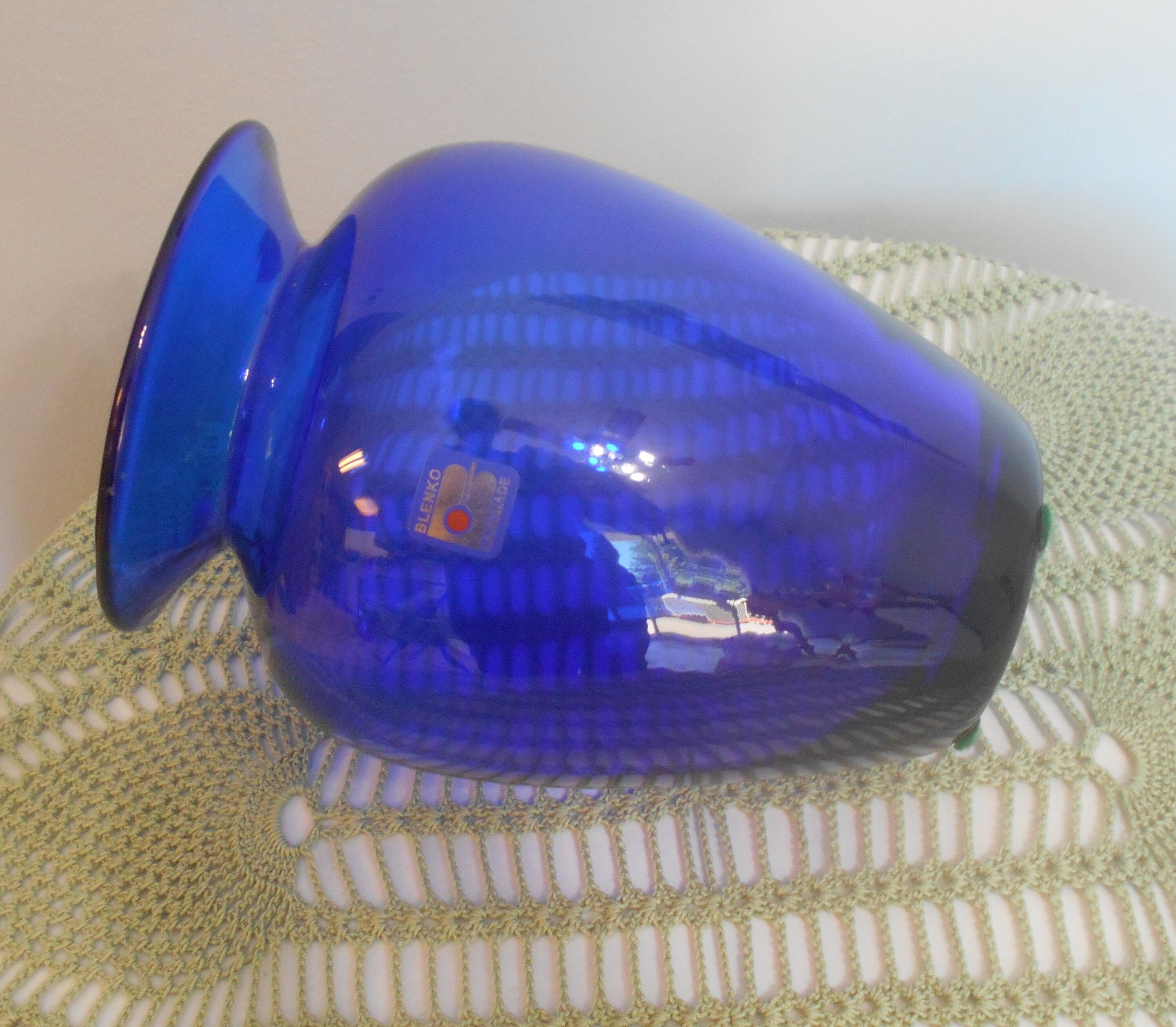 Blenko Glass Cobalt Blue Flower Vase, Vintage Hand Blown American Made ...