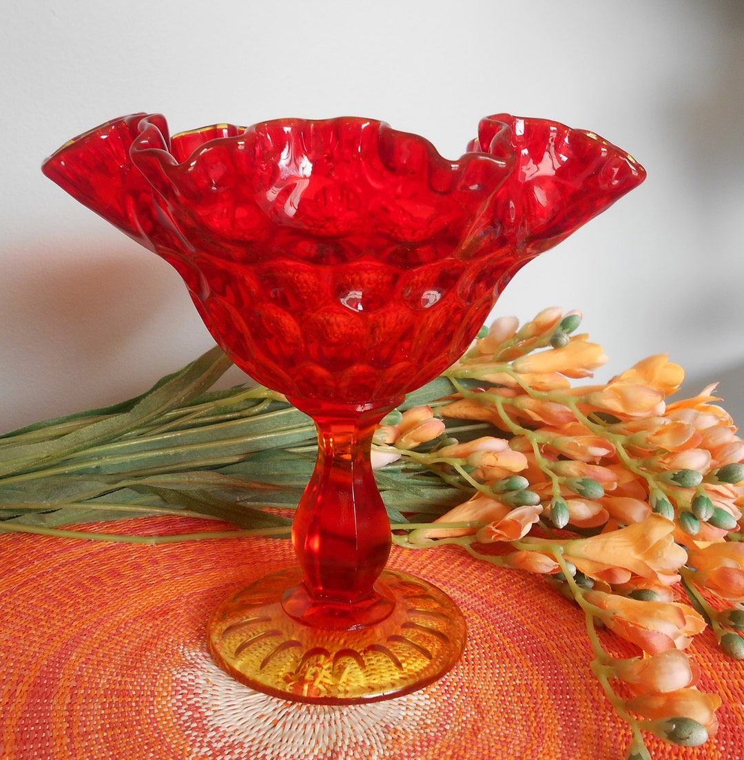 Fenton Amberinared Yellow With Orange Undertones Double - Etsy