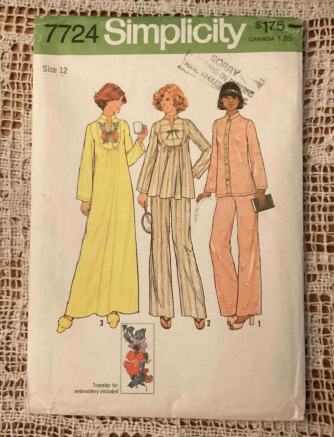 Simplicity 7724 Pattern, Size 12, Complete Pattern, Factory Folded ...