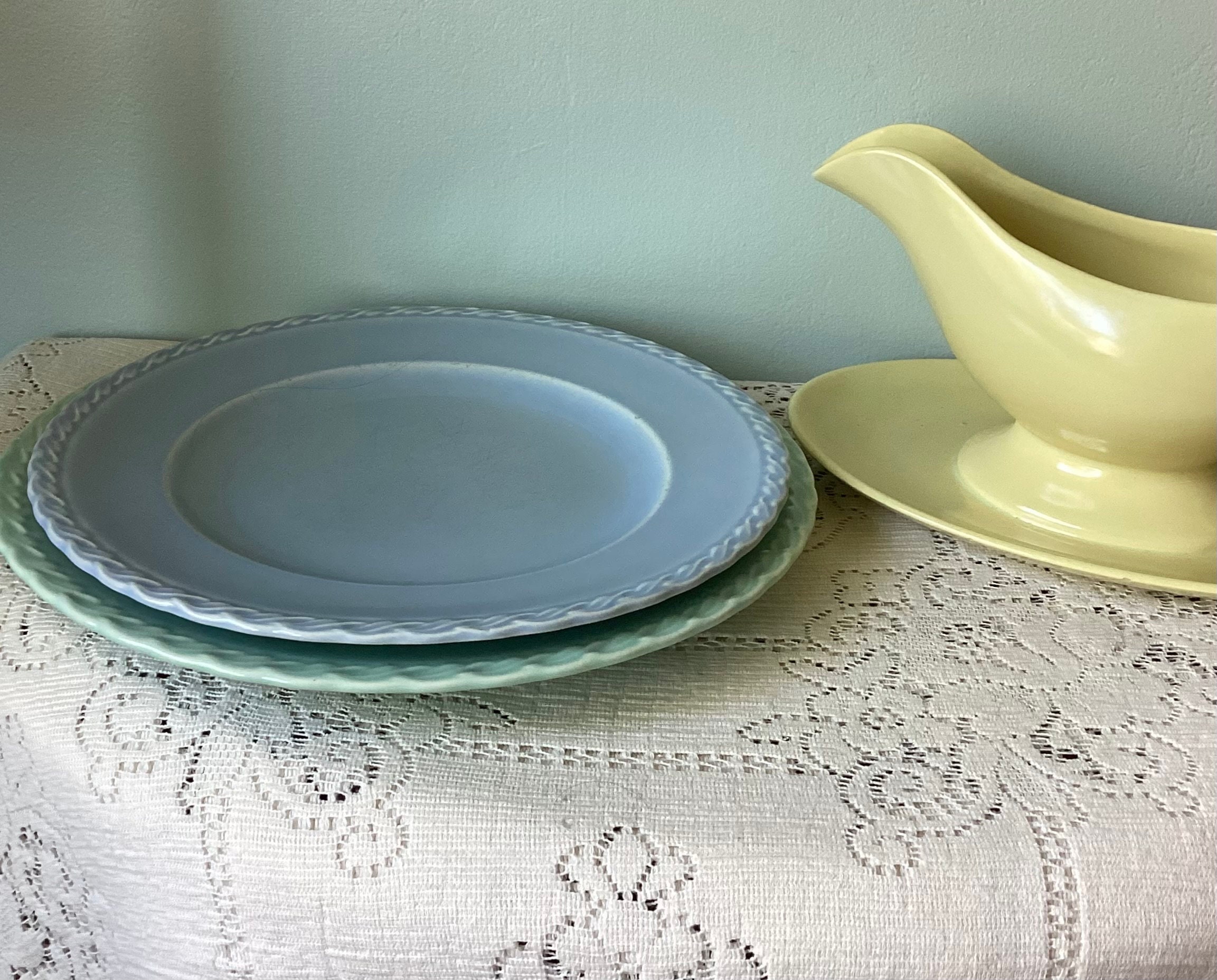 Native California Rope Style 4 Pastel Blue Luncheon Plates, 4 Blue ...