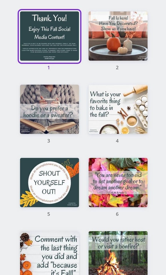 Fall Autumn Social Media Posts Interactive Games and - Etsy