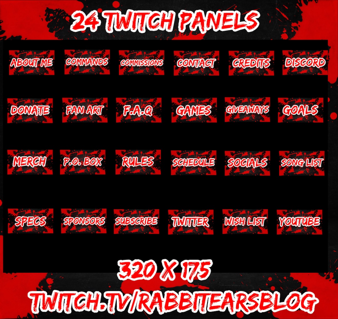 Horror Twitch Panels | Blood Splatter Panels | 24 Stream Panels - Etsy ...