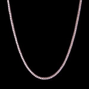 Pink Rose Gold 3mm 925 Sterling Silver Tennis Chain Necklace - Etsy