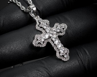 Rope Chain Cross Necklace - Etsy