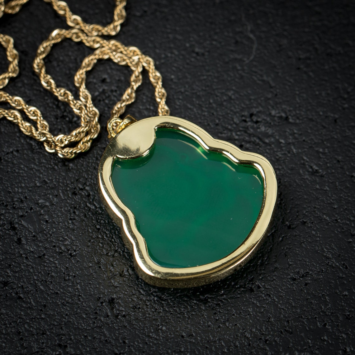 Mens Small Gold Green Jade Buddha Pendant and Rope Chain - Etsy