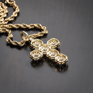 Men's Elegant Iced Gold Cross Pendant and Rope Chain - Etsy