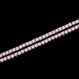 Pink Rose Gold 3mm 925 Sterling Silver Tennis Chain Necklace - Etsy