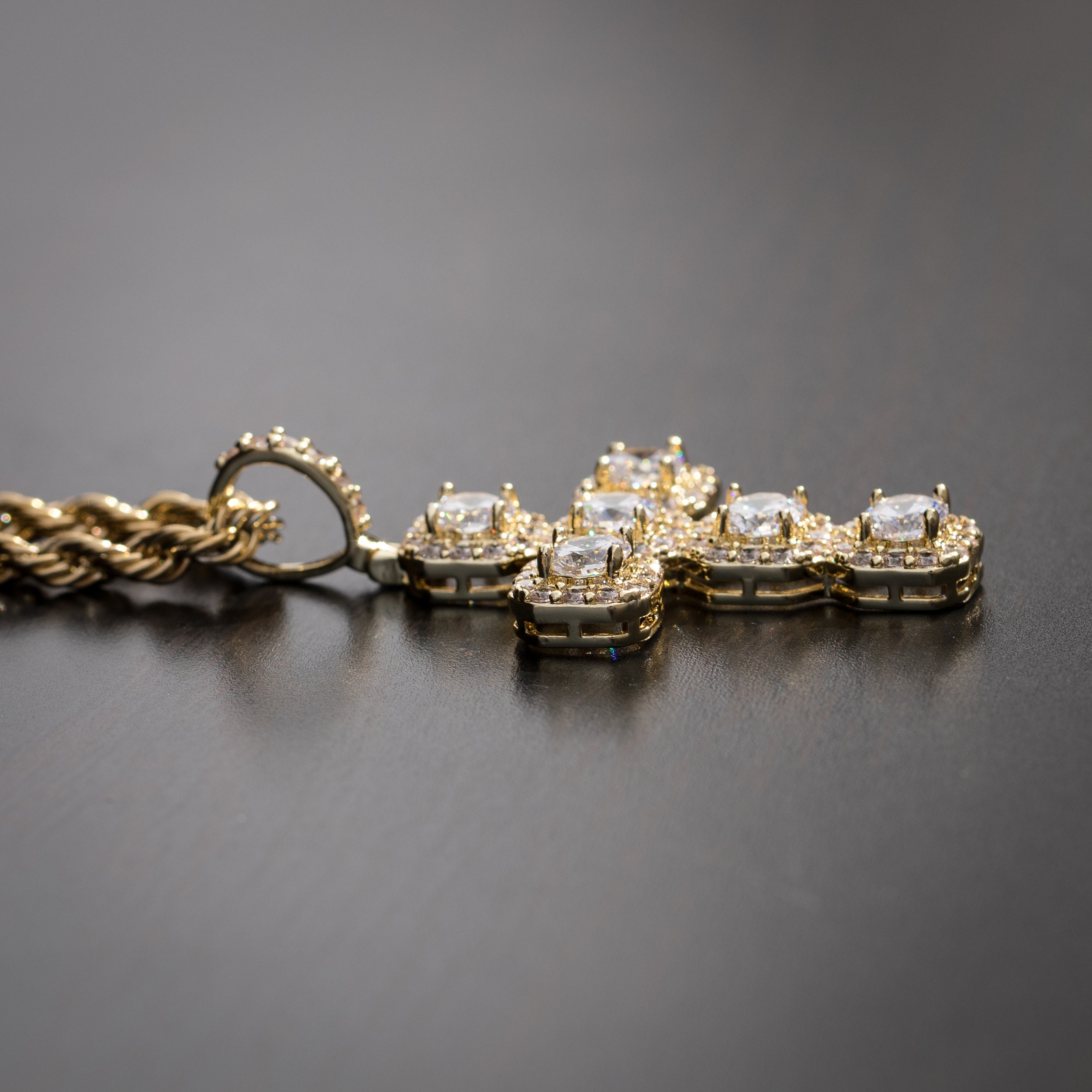 Men's Elegant Iced Gold Cross Pendant and Rope Chain - Etsy