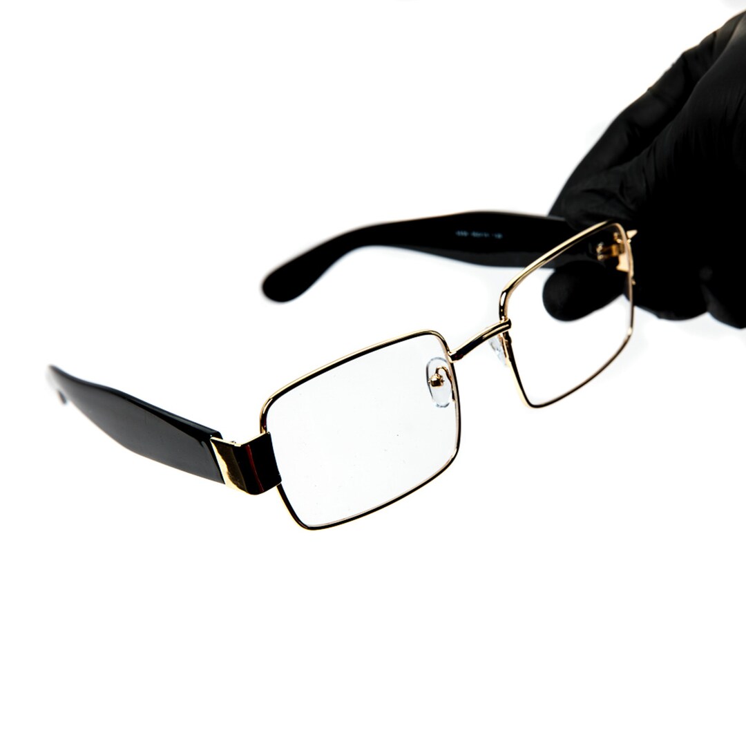 Mens Rectangle Clear Lens Gold Vintage Hip Hop Fashion Square Luxury ...