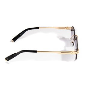 Rimless Mens Purple Tint Vintage Gold Frame Retro Hip Hop Rectangle ...