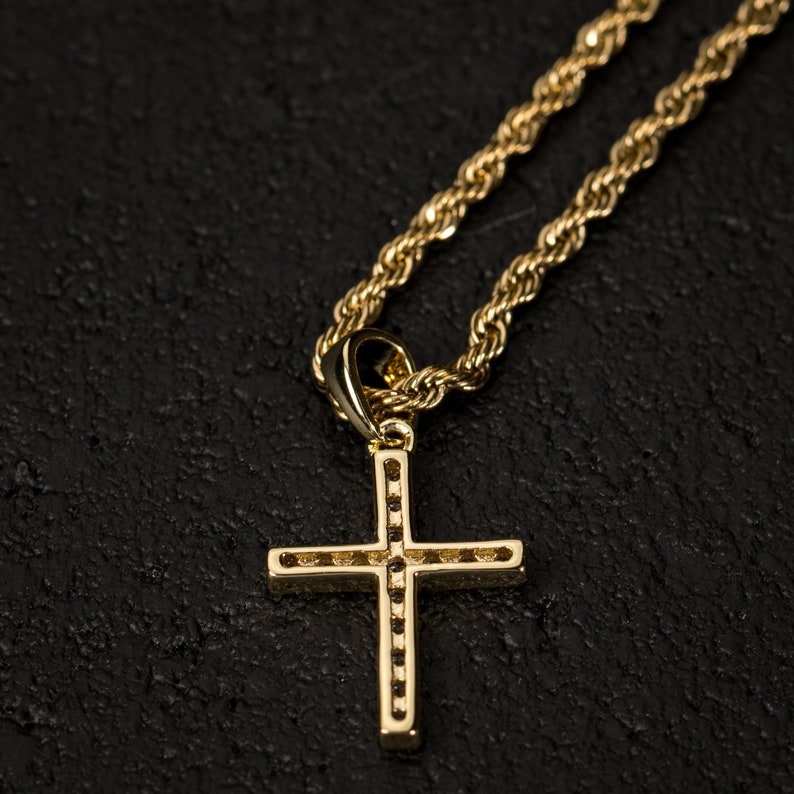 Iced 14K Gold Plated Micro Mini Cross Pendant Hip Hop Rope | Etsy