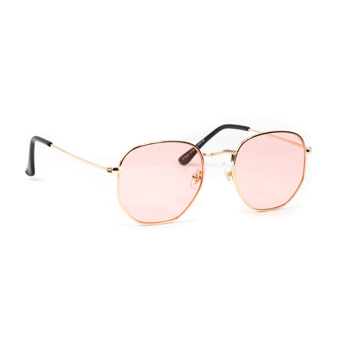 Pink Tinted Gold Frame Retro Summer Sunglasses | Etsy
