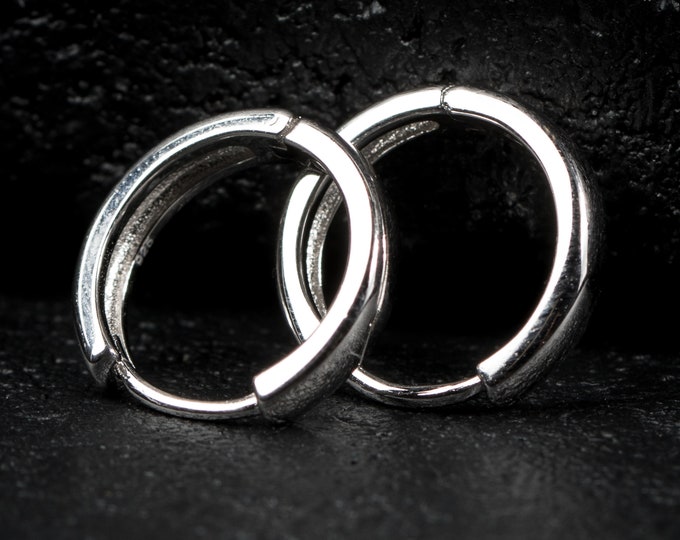 Men's Small Solid Sterling Silver Huggie Hoop Earrings - Etsy