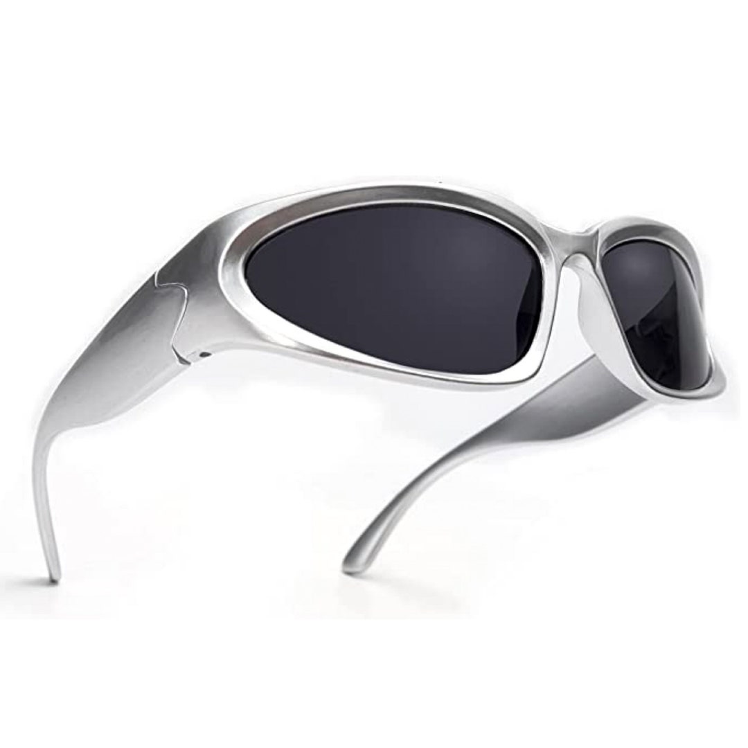 Y2K Futuristic Wrap Around Gray Street Fashion Grey Sunglasses for ...