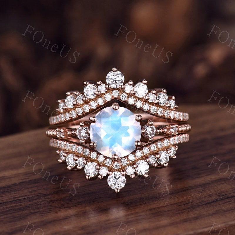 Moonstone Ring Set - Etsy