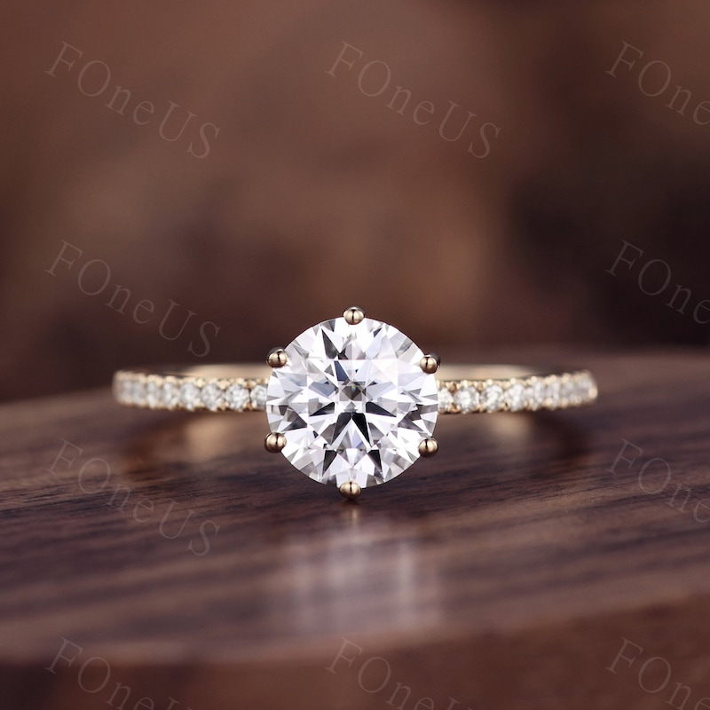 6 Prong Hidden Halo Round - Etsy