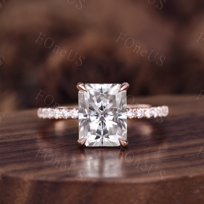 Radiant Cut Wedding Ring - Etsy