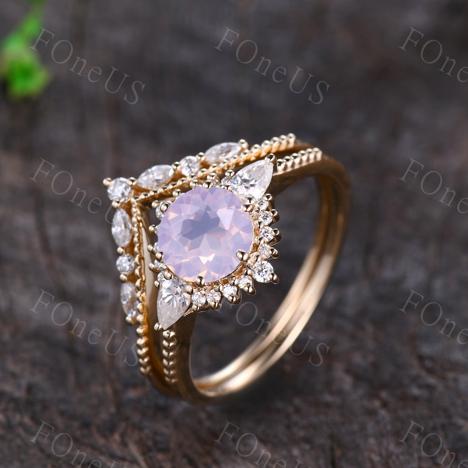 Vintage Lavender Amethyst Engagement Ring Set Unique Solid - Etsy