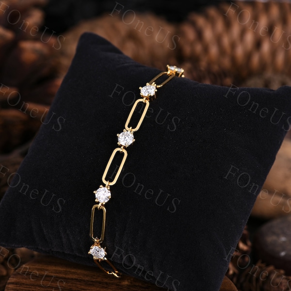 Solid 14k Gold Moissanite Tennis Bracelet Etsy