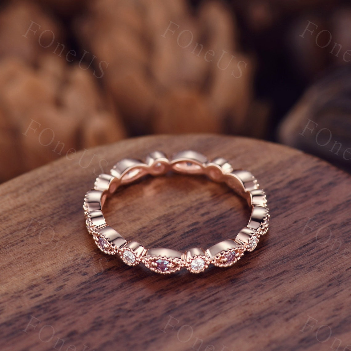 Alexandrite Eternity Wedding Band Art Deco Alexandrite Moissanite Band ...
