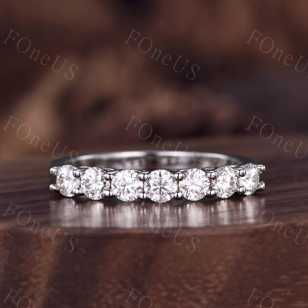 3mm Round Cut Lab Diamond Wedding Band Unique 7 Stone Diamond Wedding ...